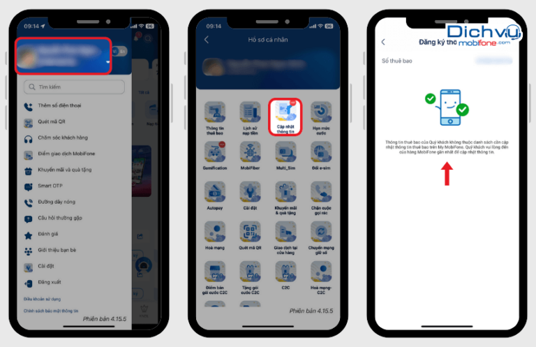 Chuẩn hoá, đổi CMND sang CCCD trên My MobiFone, tại cửa hàng